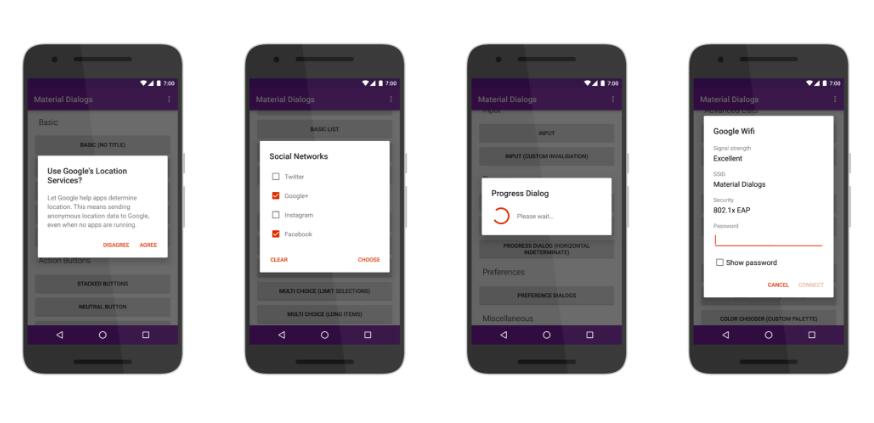 Material Dialogs : A beautiful, fluid, and customizable dialogs API Material Dialogs : A beautiful, fluid, and customizable dialogs API