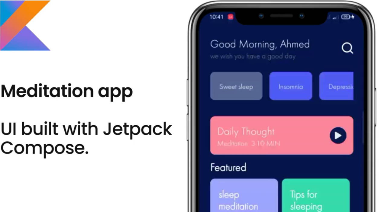 Meditation app UI built with Jetpack Compose Meditation app UI built with Jetpack Compose